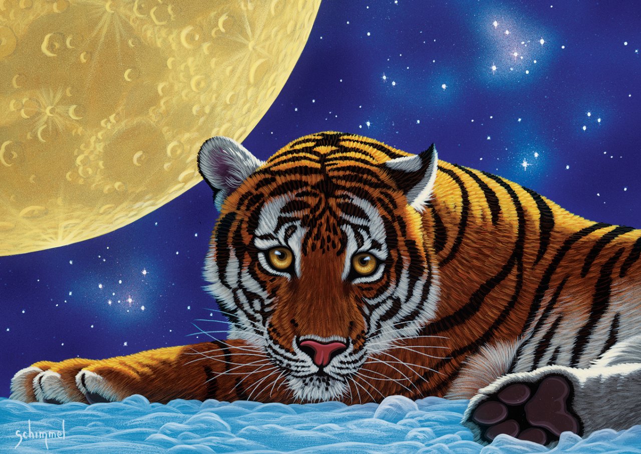 Moon Tiger by Schim Schimmel, 500 Piece Puzzle – FairyPuzzled
