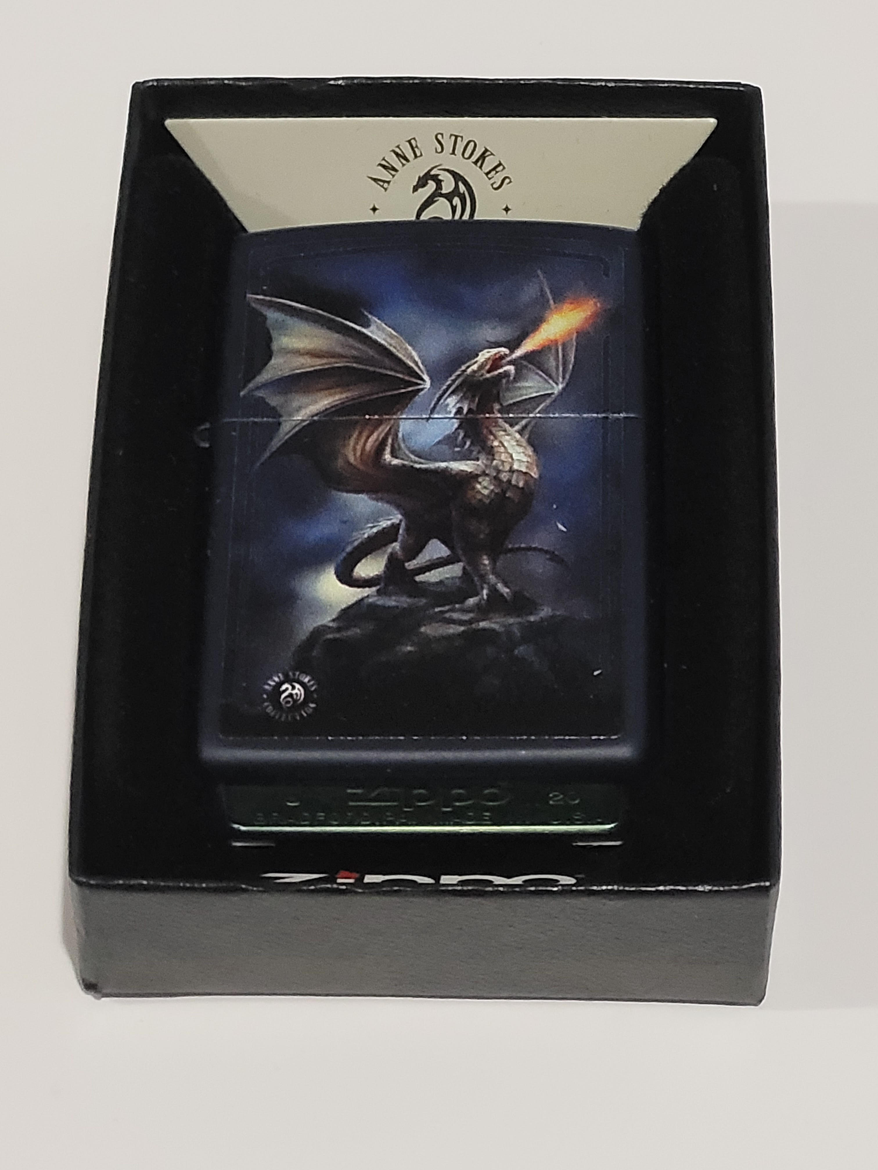 Zippo Lighter: Nobel Dragon by Anne Stokes, Blue Matte – FairyPuzzled
